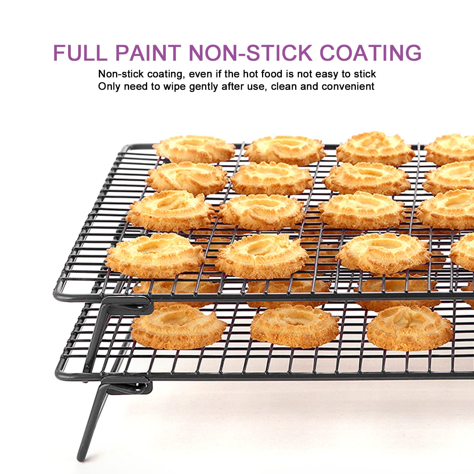 Cooling Rack, 16.9x11in Cooling Rack with Collapsible Folding Legs Cooling Racks for Cooking and Baking Cooling Net Oven Accessories(black)