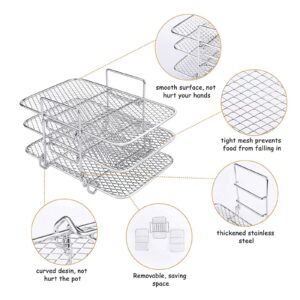 3PCS 19x12cm Stackable Baking Rack, Fryer Baking Rack Stainless Steel Grill Rack Stackable Cooling Rack Tray for 8QT Pot