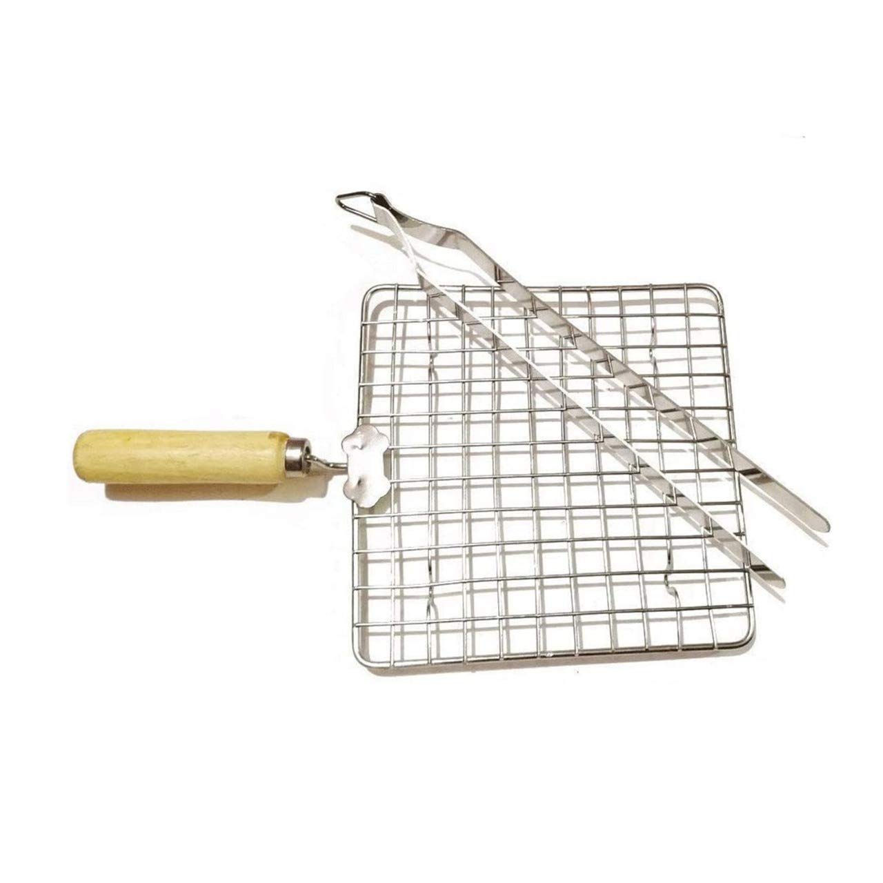 SHREESHANAIK Roasting Net With Tong Stainless Steel Wire Roaster Roaster net with Chimta,Roti Jari, Roti Grill, Papd Grill, Chapati Grill