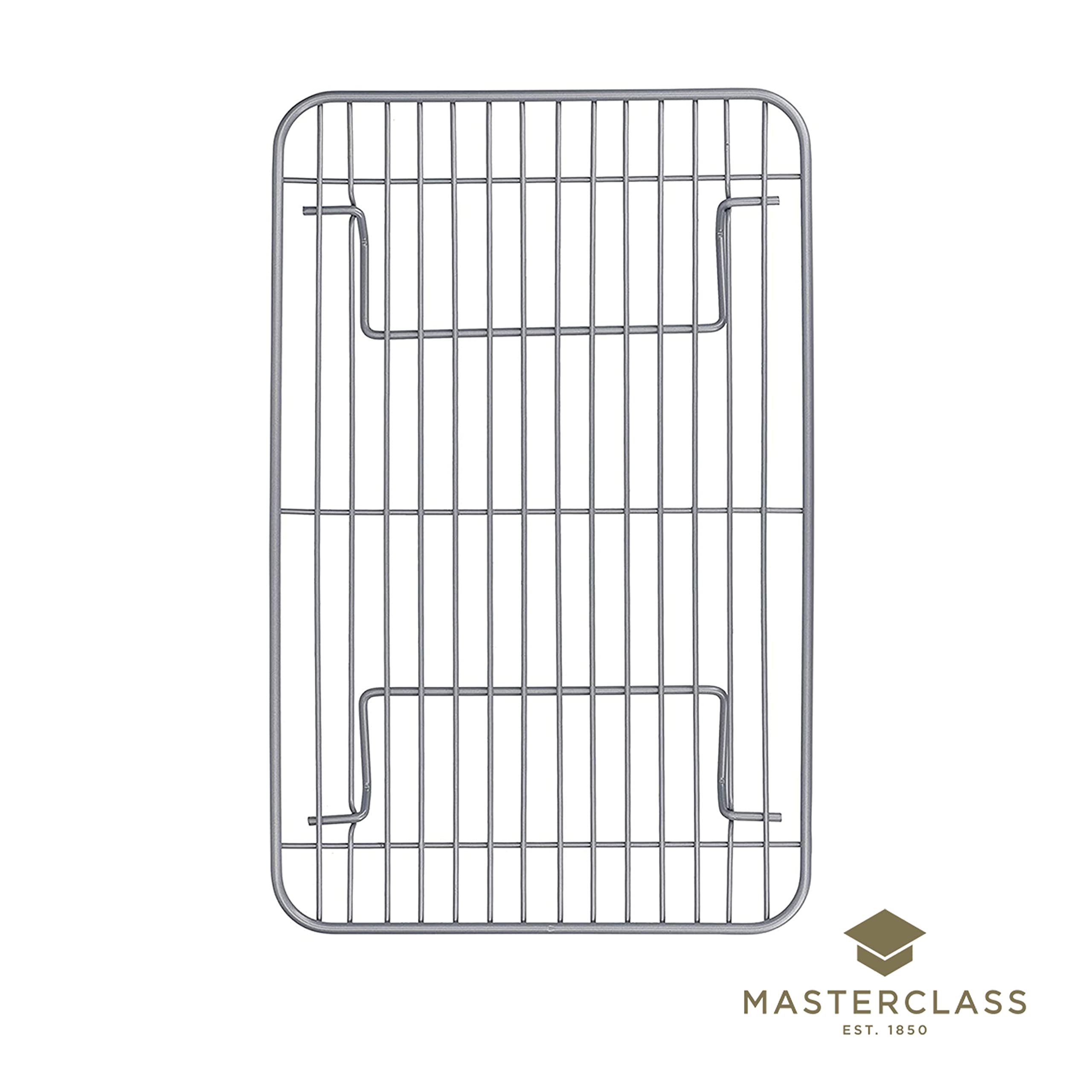 MasterClass Smart Ceramic Roasting / Cooling Rack with Non Stick Coating and Folding Legs, Carbon Steel Wire, Grey, 35.5 x 23cm