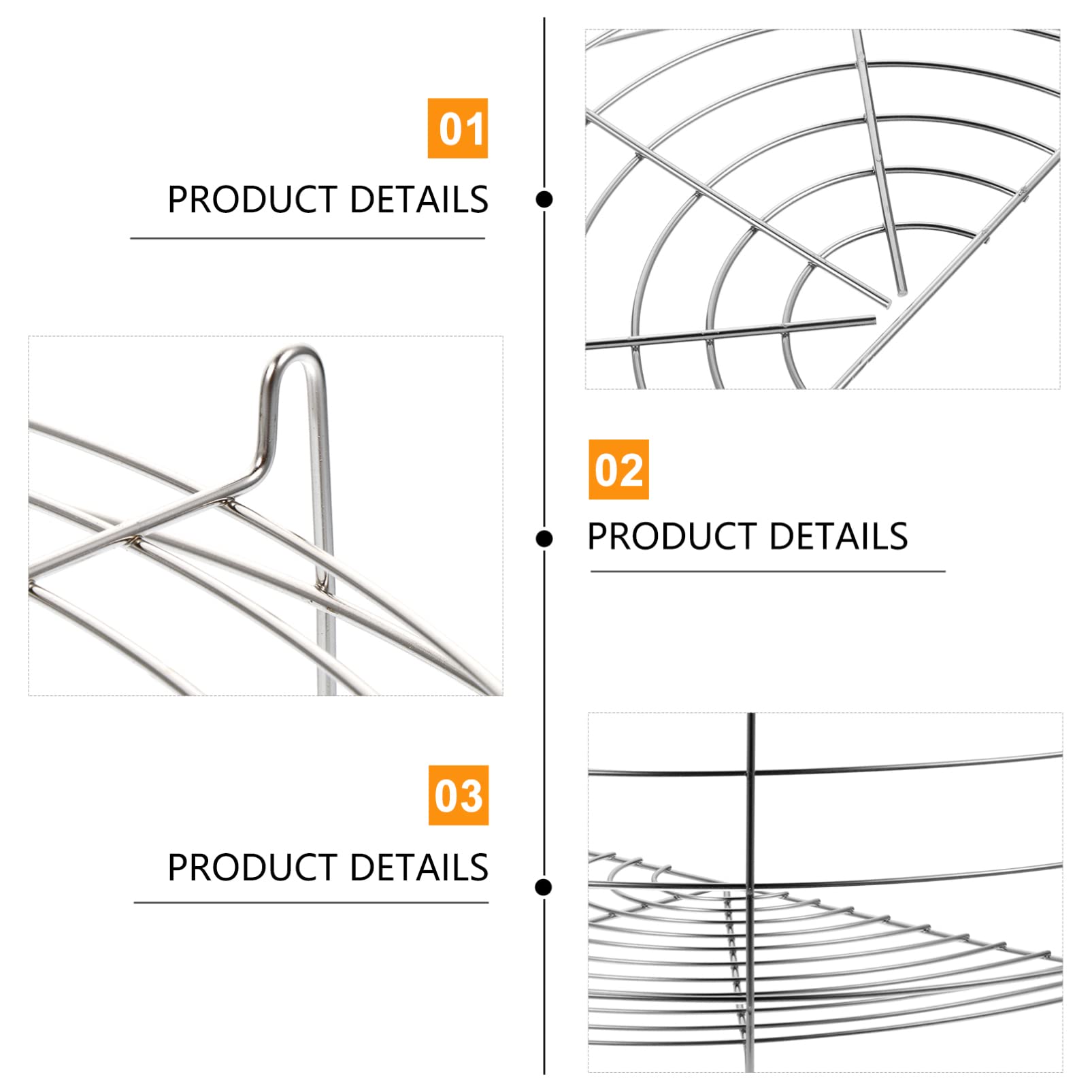 BESTonZON Oil Drain Frying Rack Half Round Cooling Rack Stainless Steel Tempura Draining Rack Wok Fry Pan Pot for Fry Pan Drainer Rack 40CM Outdoor Cookware