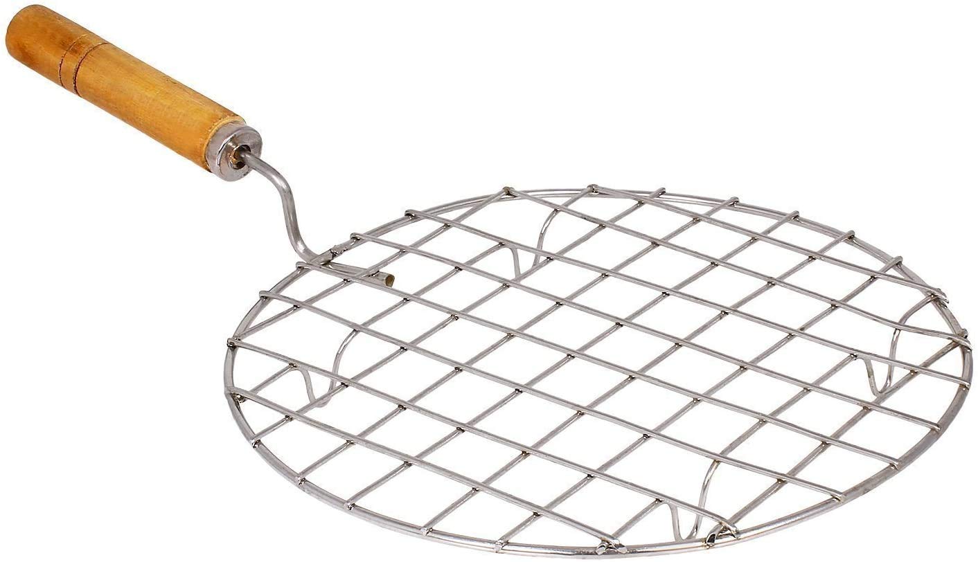 JAGMOR roasting-pans, Stainless Steel Multi-Functional Wire Steaming Cooling and Baking Barbecue Rack, Round Roti Grill, Papad Grill, Roti Jali, Chapati Grill Round (13 inch)