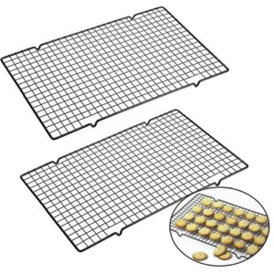 NatureMan Set of 2 Baking Cooling Rack, 16" x 10"Nonstick Wire Baking Rack，for Cooking, Roasting, Grilling, Easy to Clean