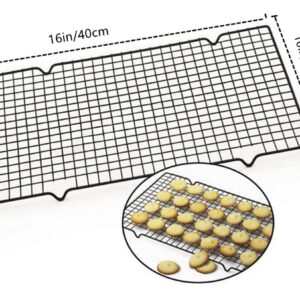 NatureMan Set of 2 Baking Cooling Rack, 16" x 10"Nonstick Wire Baking Rack，for Cooking, Roasting, Grilling, Easy to Clean