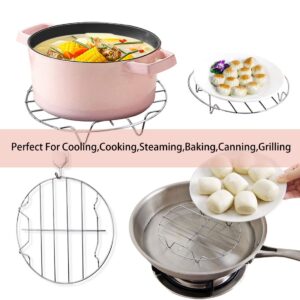 3 Pack Cooling Steaming Cake Rack, 6/7/8 inch round cooling rack, Stainless Steel Round Rack, for Air Fryer/Stockpot/Pressure Cooker/Round Cake Pan, Healthy & Dishwasher Safe