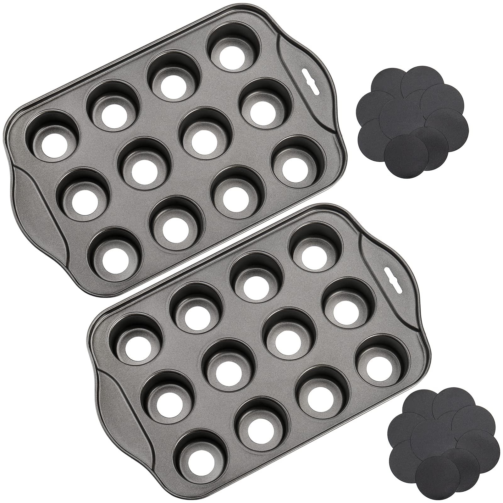 Tosnail 2 Pack 12 Cavity Mini Cheesecake Pan with Removable Bottom