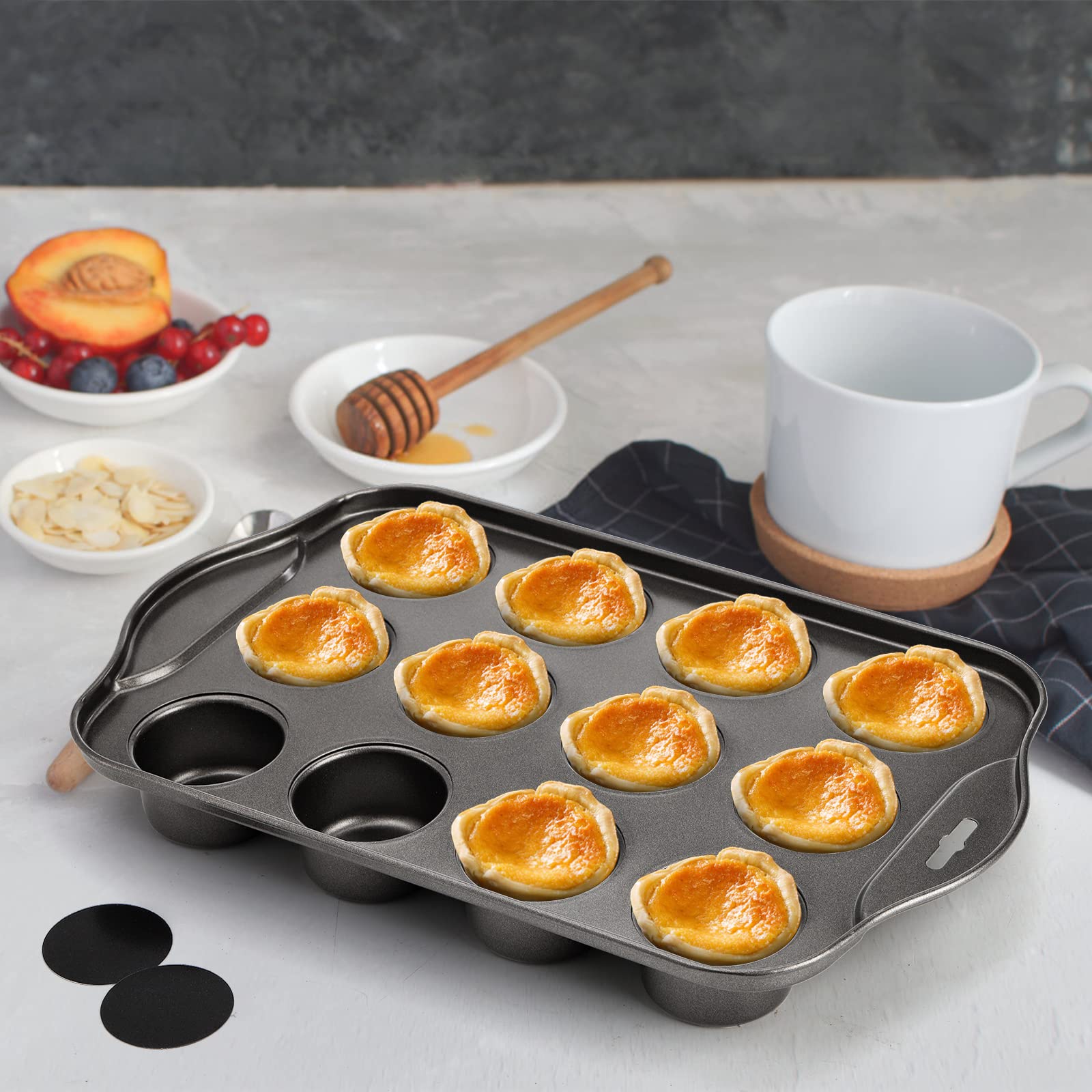 Tosnail 2 Pack 12 Cavity Mini Cheesecake Pan with Removable Bottom