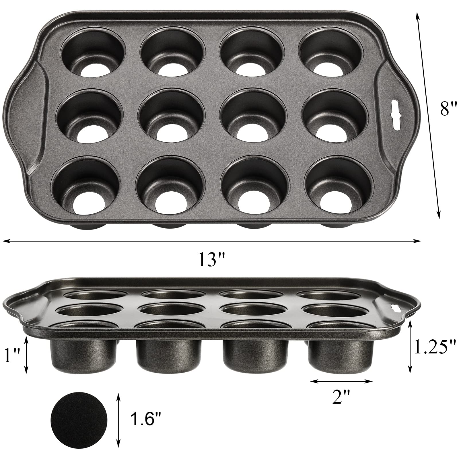 Tosnail 2 Pack 12 Cavity Mini Cheesecake Pan with Removable Bottom