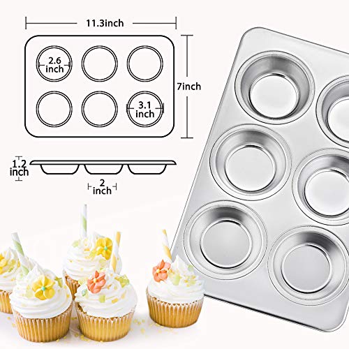 TeamFar Muffin Pans for Baking, Cupcake Pan Tray Set for Making Cakes Cornbread Quiche and More, Healthy & Non Toxic, Oven & Dishwasher Safe - Set of 2