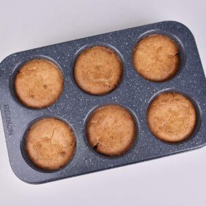 Monfish Jumbo Deep Muffin pan 6 cup large cupcake pan gray granite finish Carbon steel muffin tin 3.5x3inch cup (deep 6 cup)