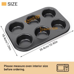 Beasea Muffin Pan 6 Cup, Set of 2 Non Stick Muffin Baking Pan, Carbon Steel Muffin Pan Bakeware Set Cupcake Baking Pan for Oven Baking