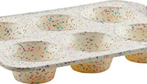 Trudeau Structure White Confetti Reinforced 6 Cup Jumbo Muffin Pan Silicone Bakeware