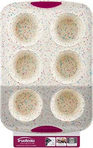 Trudeau Structure White Confetti Reinforced 6 Cup Jumbo Muffin Pan Silicone Bakeware