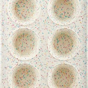 Trudeau Structure White Confetti Reinforced 6 Cup Jumbo Muffin Pan Silicone Bakeware