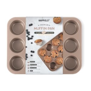 happiels non-toxic nonstick 12-cup muffin pan | non toxic cupcake pan non stick | muffin tin 12 cups