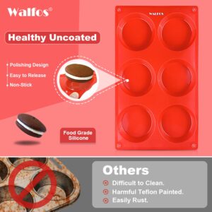 Walfos Silicone Whoopie Pie Baking Pans, Non-Stick Muffin Top Pan Set of 4. Food Grade and BPA Free Silicone,Perfect for Muffin, Eggs, Tarts and More, Dishwasher Safe