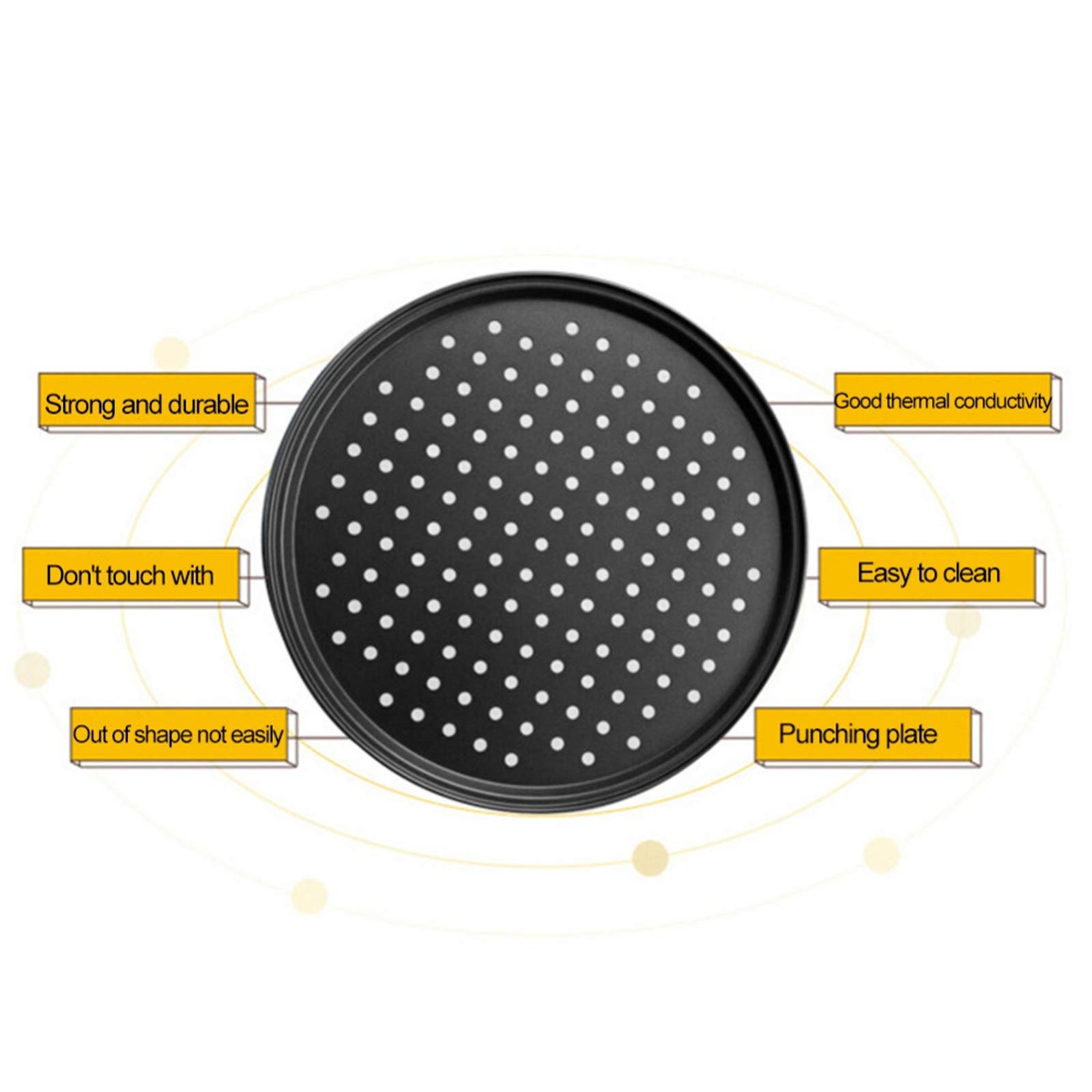 Pizza Pan Round Pizza board With Holes 12.5 inch Carbon Steel Pizza Baking Pan Non-Stick Cake Pizza Crisper Tray Tool Stand for Home Kitchen Oven Dishwasher Restaurant Hotel Handmade Pizza Bakeware