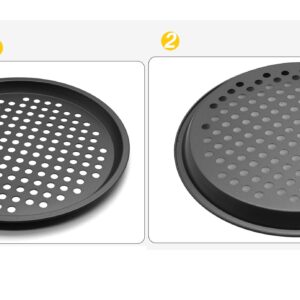 Pizza Pan Round Pizza board With Holes 12.5 inch Carbon Steel Pizza Baking Pan Non-Stick Cake Pizza Crisper Tray Tool Stand for Home Kitchen Oven Dishwasher Restaurant Hotel Handmade Pizza Bakeware