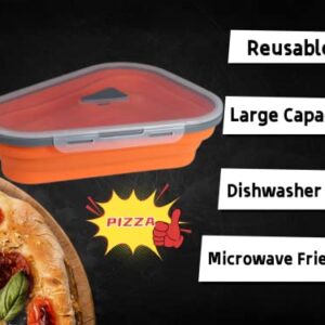 ConeyClare Reusable Pizza Storage Containers with 5 Microwavable Serving Trays, Silicone Lunch Box Expandable & Adjustable for Packing Pizza at Home/Outdoor