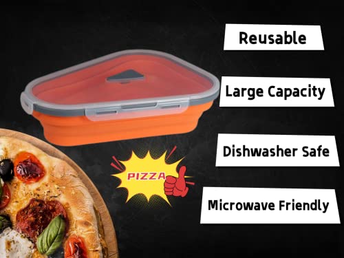 ConeyClare Reusable Pizza Storage Containers with 5 Microwavable Serving Trays, Silicone Lunch Box Expandable & Adjustable for Packing Pizza at Home/Outdoor