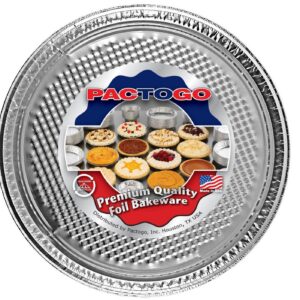 PACTOGO 12" Round Aluminum Foil Pizza Pan - Disposable Waffle Bottom Baking Sheets Made in USA (Pack of 12)