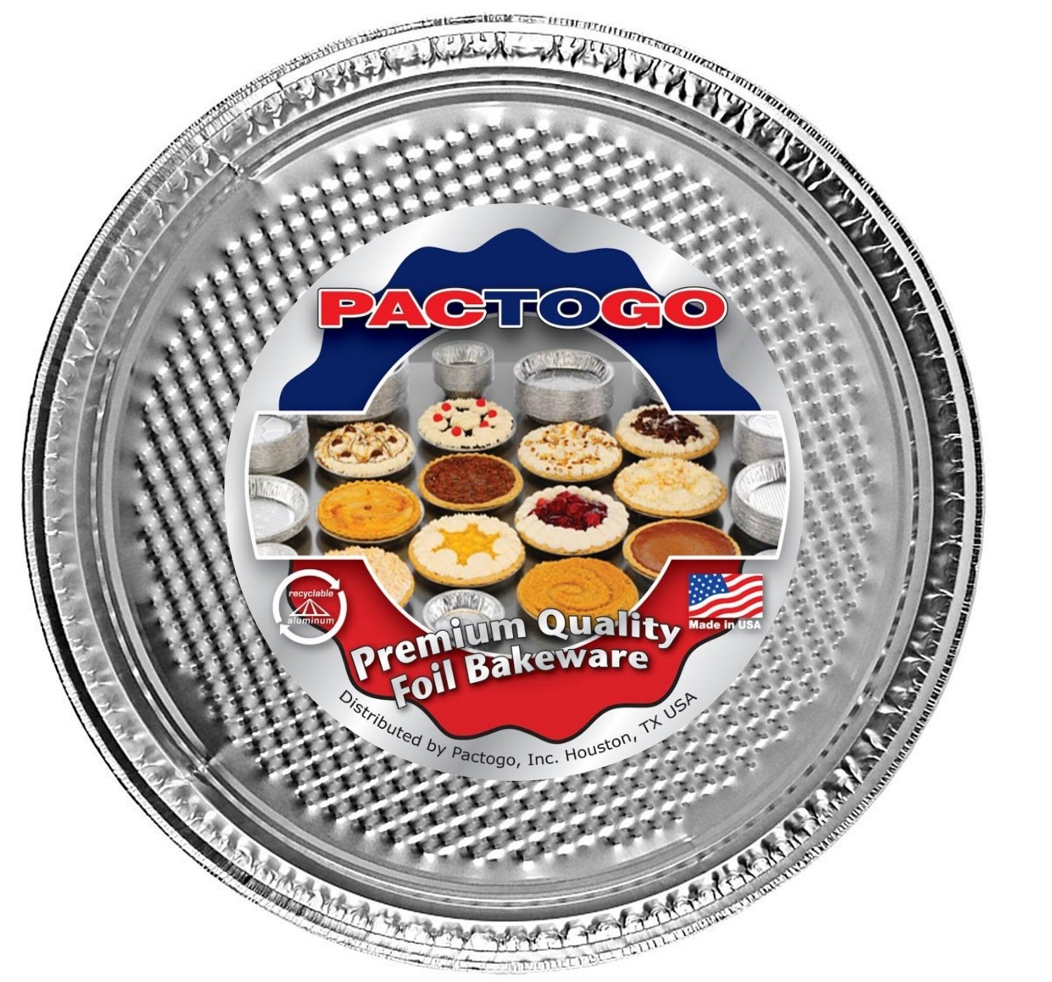 PACTOGO 12" Round Aluminum Foil Pizza Pan - Disposable Waffle Bottom Baking Sheets Made in USA (Pack of 12)