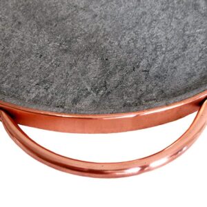 Cookstone 12" soapstone pizza stone with copper handles | Handcrafted from a slab of pure soapstone | Unique, durable and eco-friendly | Non-toxic and Non-stick