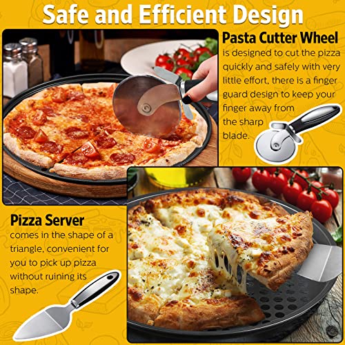 Aoriher 6 Pack 12 Inch Carbon Steel Pizza Pans with Holes, Nonstick, Set of 6, Gray