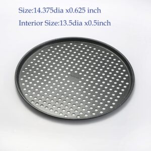 Perforated round pizza pan 14 inch extra large pizza tray for oven carbon steel stone finish