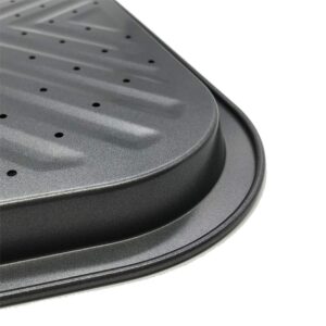 HOMOW Nonstick 14 Inch Heavy Duty Carbon Steel Pizza Tray Pizza Pan with Holes NS-S14 (14" Square Pizza Pan)