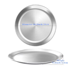 HOHUNGF Small Stainless Steel Pizza Pan Round Pizza Tray, Round Pizza Plate For Pie Cookie Pizza Cake, Non Toxic & Heavy Duty, Brushed Finish & Easy Clean & Diameter 10.3 Inch