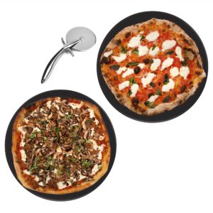 2-pack ceramic pizza stones - make restaurant-quality pizza right at home - easy to use - durable up to 500℉ - 100% black cordierite - 11.75” diameter