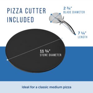 2-Pack Ceramic Pizza Stones - Make Restaurant-Quality Pizza Right at Home - Easy to Use - Durable up to 500℉ - 100% Black Cordierite - 11.75” Diameter