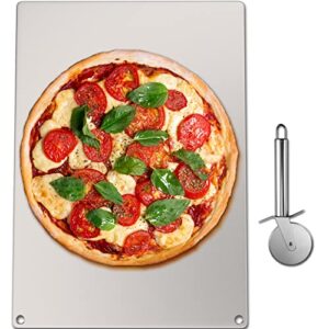 vevor steel pizza stone for oven, steel pizza plate, a36 steel baking steel pizza stone for grill, steel pizza pan with 20x higher conductivity for pizza & bread indoor & outdoor (silver)