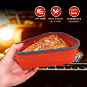 TYLEN PRO™ Pizza Storage Container - Pizza Slice Storage Container Collapsible with Silicone Ring - Pizza Container Expandable - Reusable Pizza Box Dishwasher Safe with 5 Pizza Plates -Microwave Safe