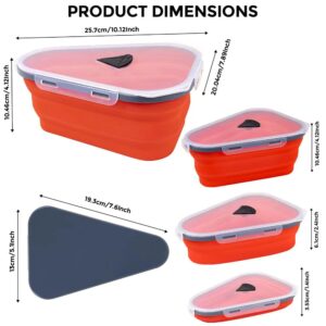 TYLEN PRO™ Pizza Storage Container - Pizza Slice Storage Container Collapsible with Silicone Ring - Pizza Container Expandable - Reusable Pizza Box Dishwasher Safe with 5 Pizza Plates -Microwave Safe