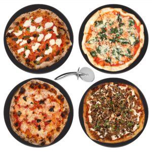 4-pack ceramic pizza stones - make restaurant-quality pizza right at home - easy to use - durable up to 500℉ - 100% black cordierite - 11.75” diameter