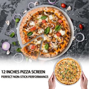 YEUIKERR 2 Pack Pizza Screen,12 Inch Non-Stick Bakeware Baking Screen, Aluminum Pizza Pan with Holes Pizza Mesh, Seamless