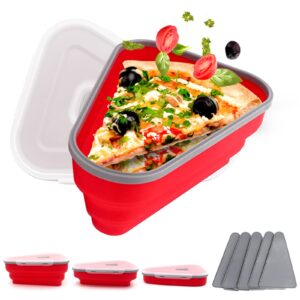 bkkbt collapsable pizza storage container - reusable pizza box with 5 microwaveable serving trays, pizza leftover container storage space saver, microwave and dishwasher safe