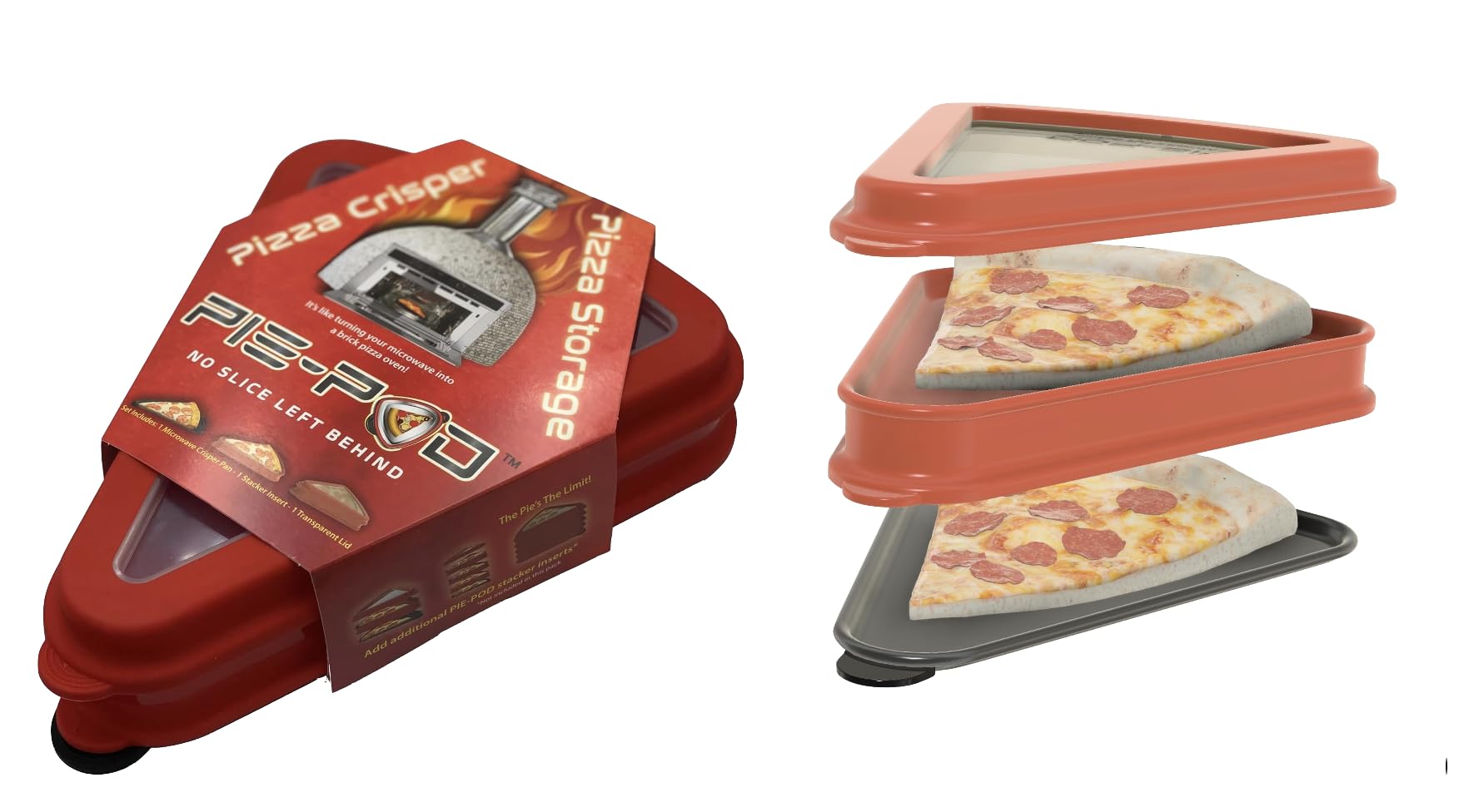 PIE-POD™ - Double Decker - Reusable Pizza Crisper and Pizza Storage Crisper Pan Heats to Over 400'F in the Microwave Oven!