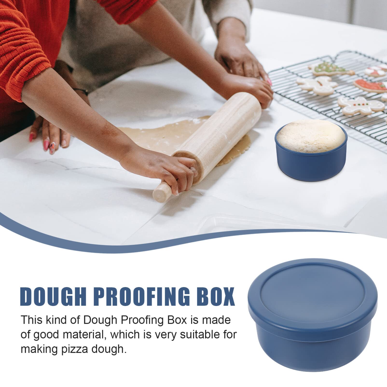 Tofficu Silicone Dough Bowl Pizza Dough Box Household Dough Proofing Box Dough （700ML,Blue