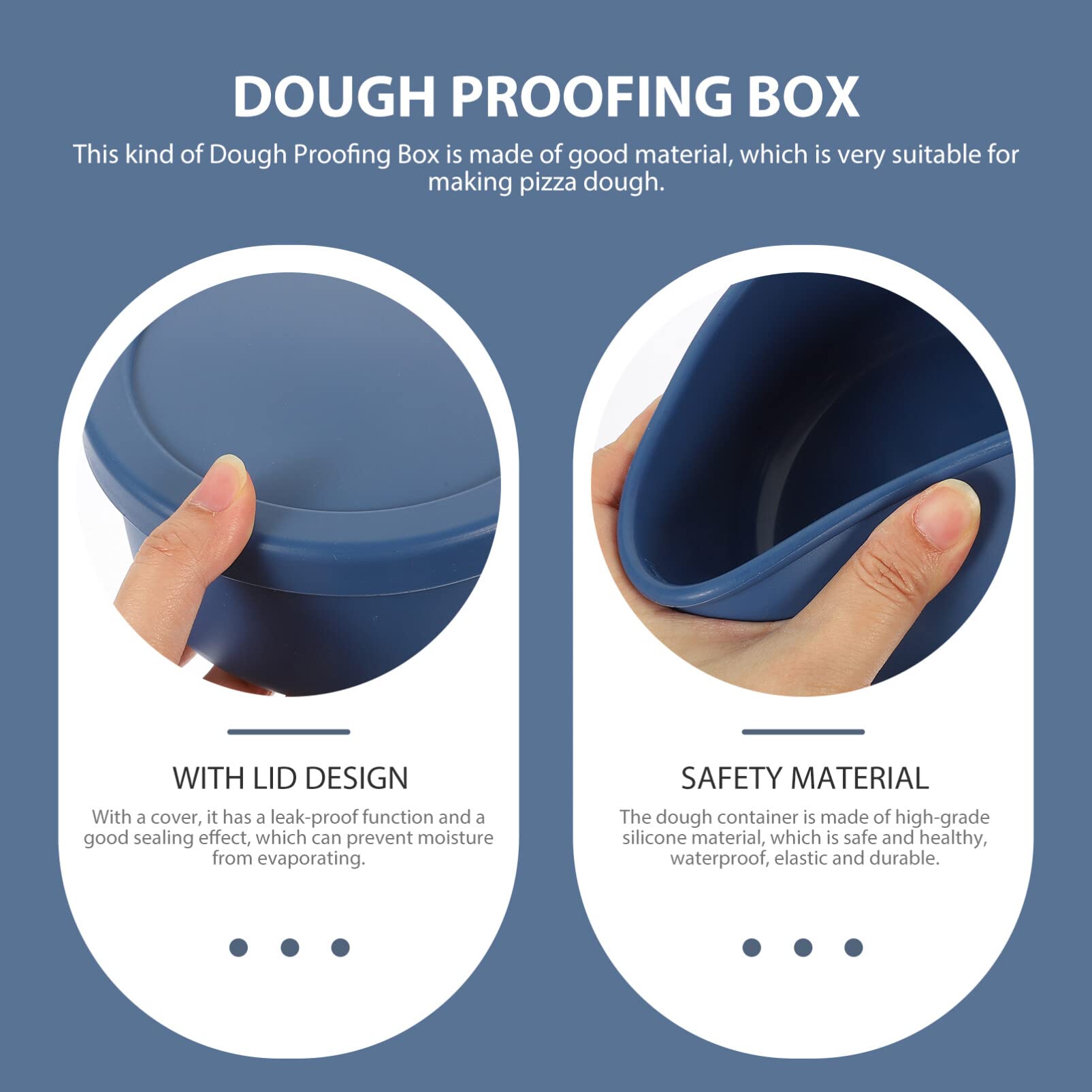 Tofficu Silicone Dough Bowl Pizza Dough Box Household Dough Proofing Box Dough （700ML,Blue