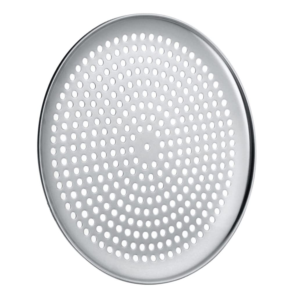 Zerodeko Stainless steel Pizza Pan Round Perforated Pizza Tray Pizza Baking Pan Pizza Serving Tray Crisper Pan with Holes for Oven Baking Supplies 9inch