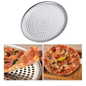 Zerodeko Stainless steel Pizza Pan Round Perforated Pizza Tray Pizza Baking Pan Pizza Serving Tray Crisper Pan with Holes for Oven Baking Supplies 9inch