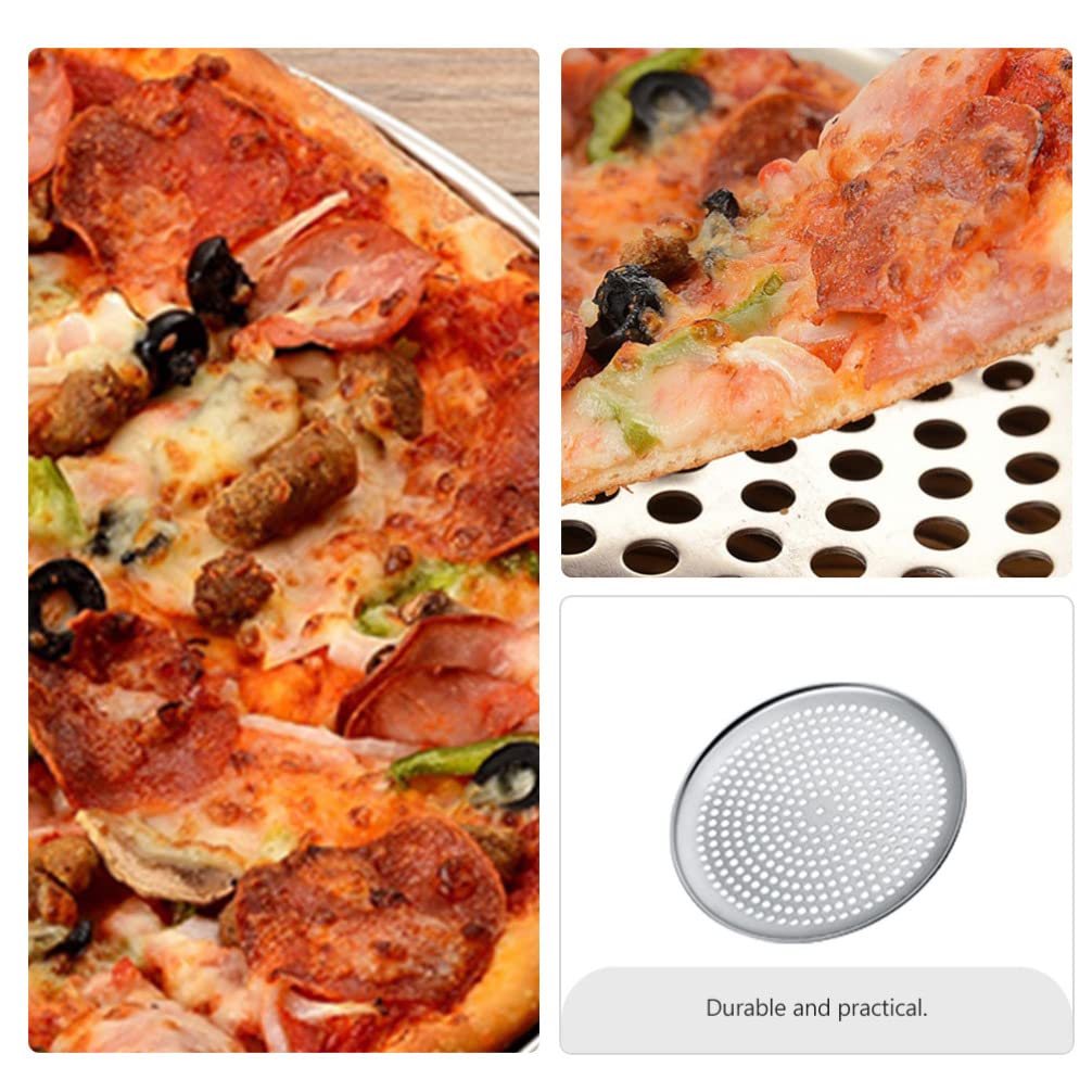 Zerodeko Stainless steel Pizza Pan Round Perforated Pizza Tray Pizza Baking Pan Pizza Serving Tray Crisper Pan with Holes for Oven Baking Supplies 9inch