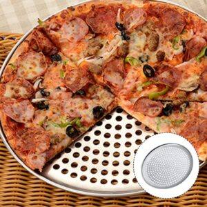 Zerodeko Stainless steel Pizza Pan Round Perforated Pizza Tray Pizza Baking Pan Pizza Serving Tray Crisper Pan with Holes for Oven Baking Supplies 9inch