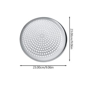 Zerodeko Stainless steel Pizza Pan Round Perforated Pizza Tray Pizza Baking Pan Pizza Serving Tray Crisper Pan with Holes for Oven Baking Supplies 9inch