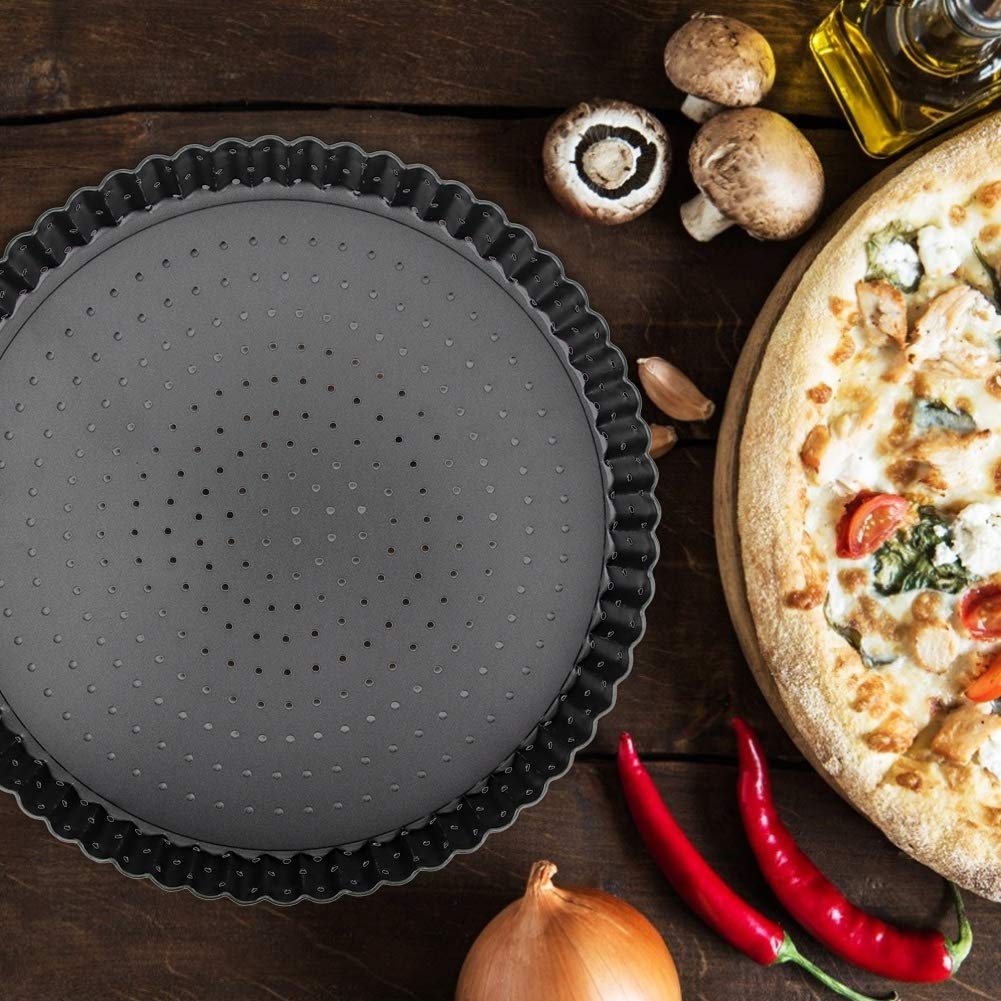 9 in Pizza Pan with Holes for Oven, Non-stick Bakeware Pizza Tray with Removable Bottom