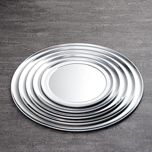 Restaurantware Met Lux 10 Inch Commercial Pizza Pan 1 Coupe Style Pizza Cooking Tray - Heavy-Duty 18-Gauge Aluminum Round Baking Tray Oven-Baking For Pizzas & More