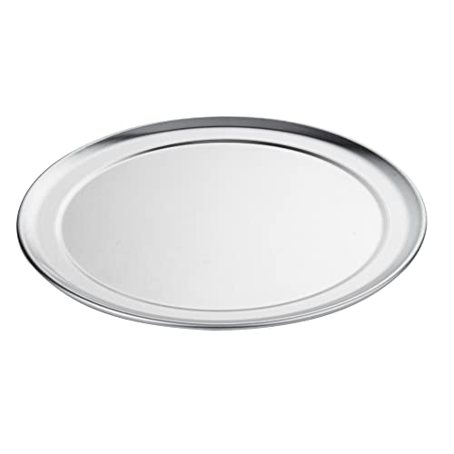 Restaurantware Met Lux 10 Inch Commercial Pizza Pan 1 Coupe Style Pizza Cooking Tray - Heavy-Duty 18-Gauge Aluminum Round Baking Tray Oven-Baking For Pizzas & More